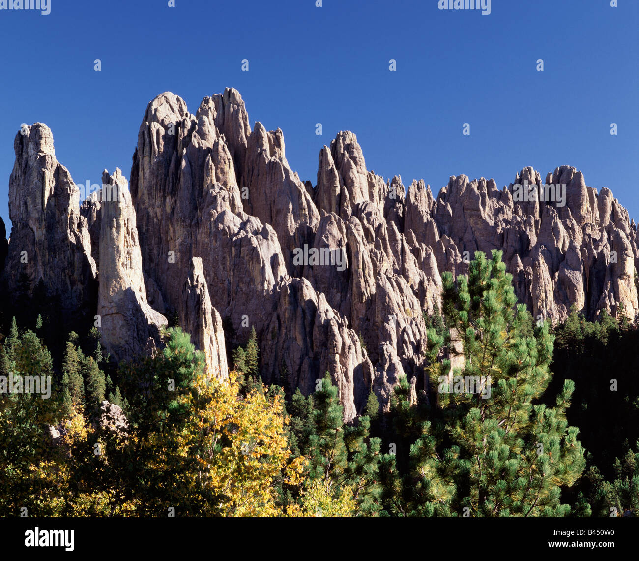 Cathedral Spires (granite spires) along the Needles Highway in the ...