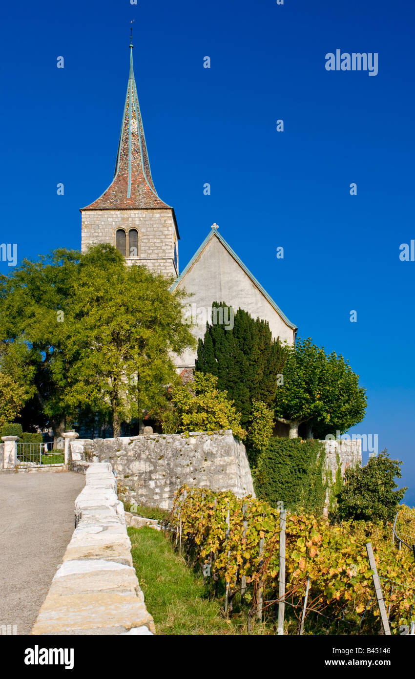 Ligerz church in autumn Switzerland Stock Photo - Alamy