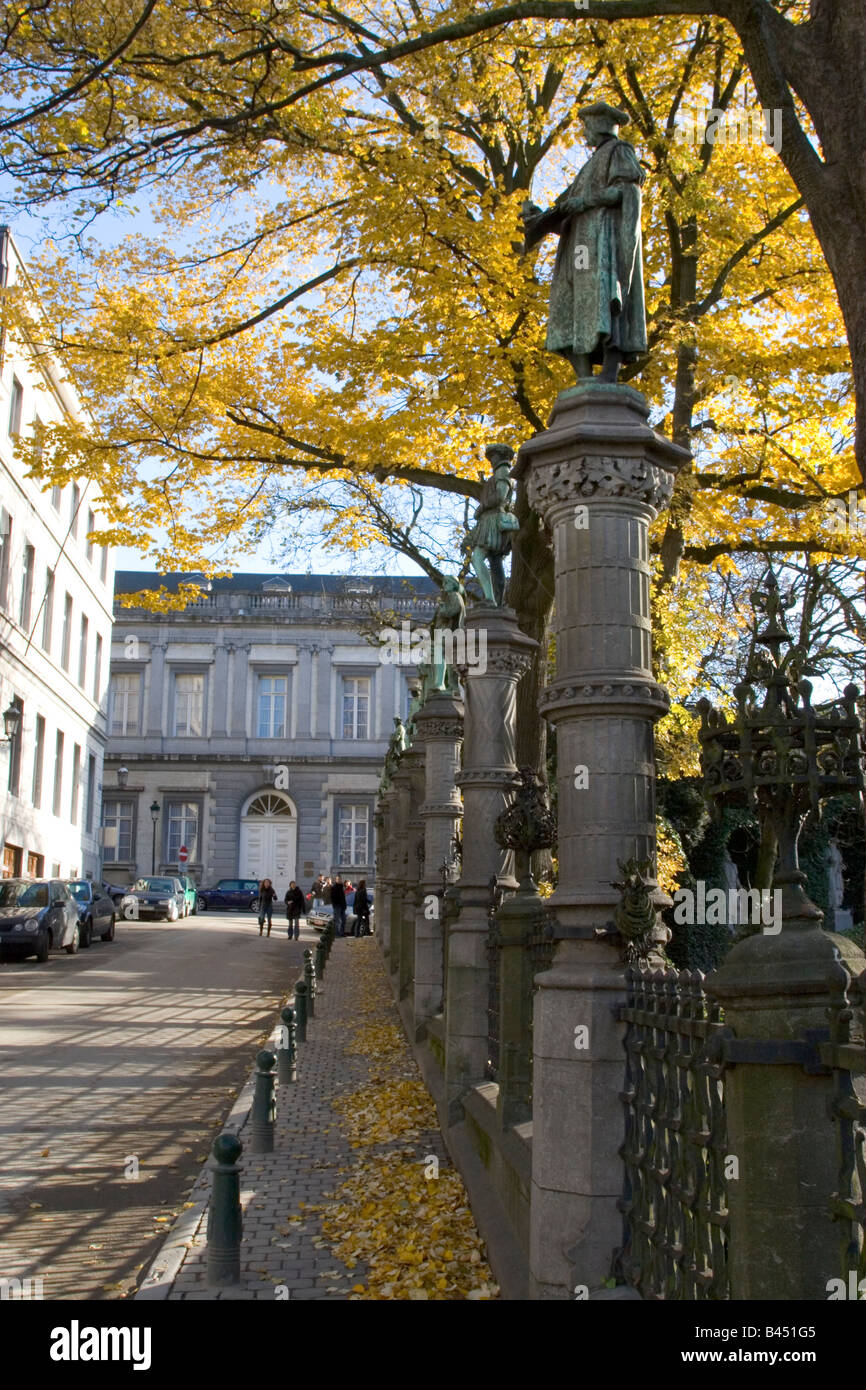 Public gardens of the Place du Petit Sablon in the upmarket and ...