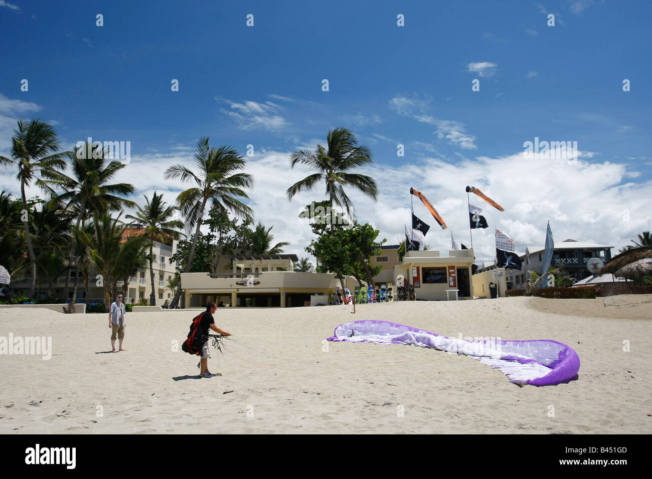 paraglider on a beach Stock Photo - Alamy