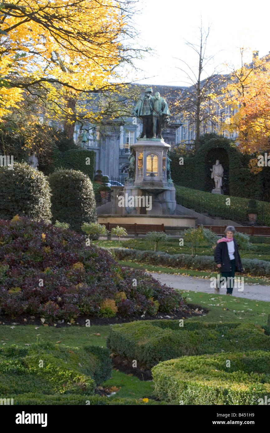 Public gardens of the Place du Petit Sablon in the upmarket and ...