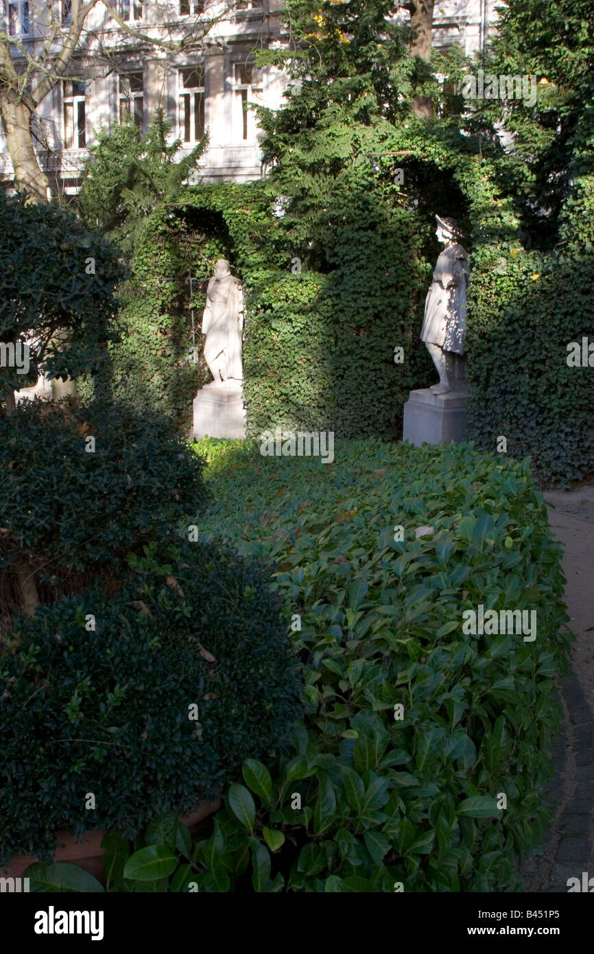 Public gardens of the Place du Petit Sablon in the upmarket and ...