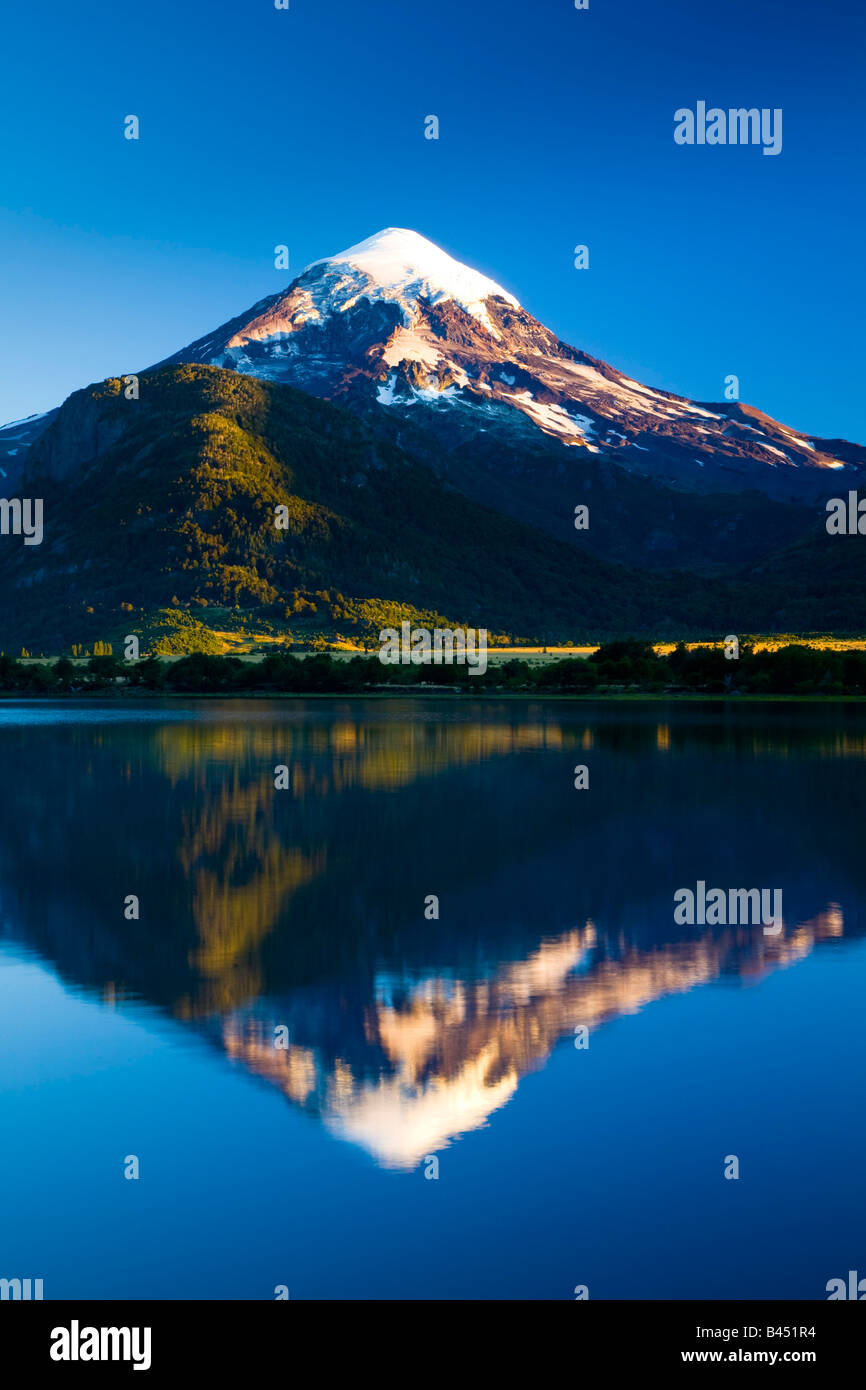 Argentina, The Lake District, Parque Nacional Lanin. Lanin volcanoe, an ...