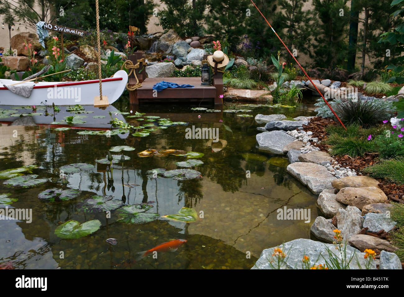 Fish pond theme landscape at the San Diego County Fair in Del Mar, CA ...
