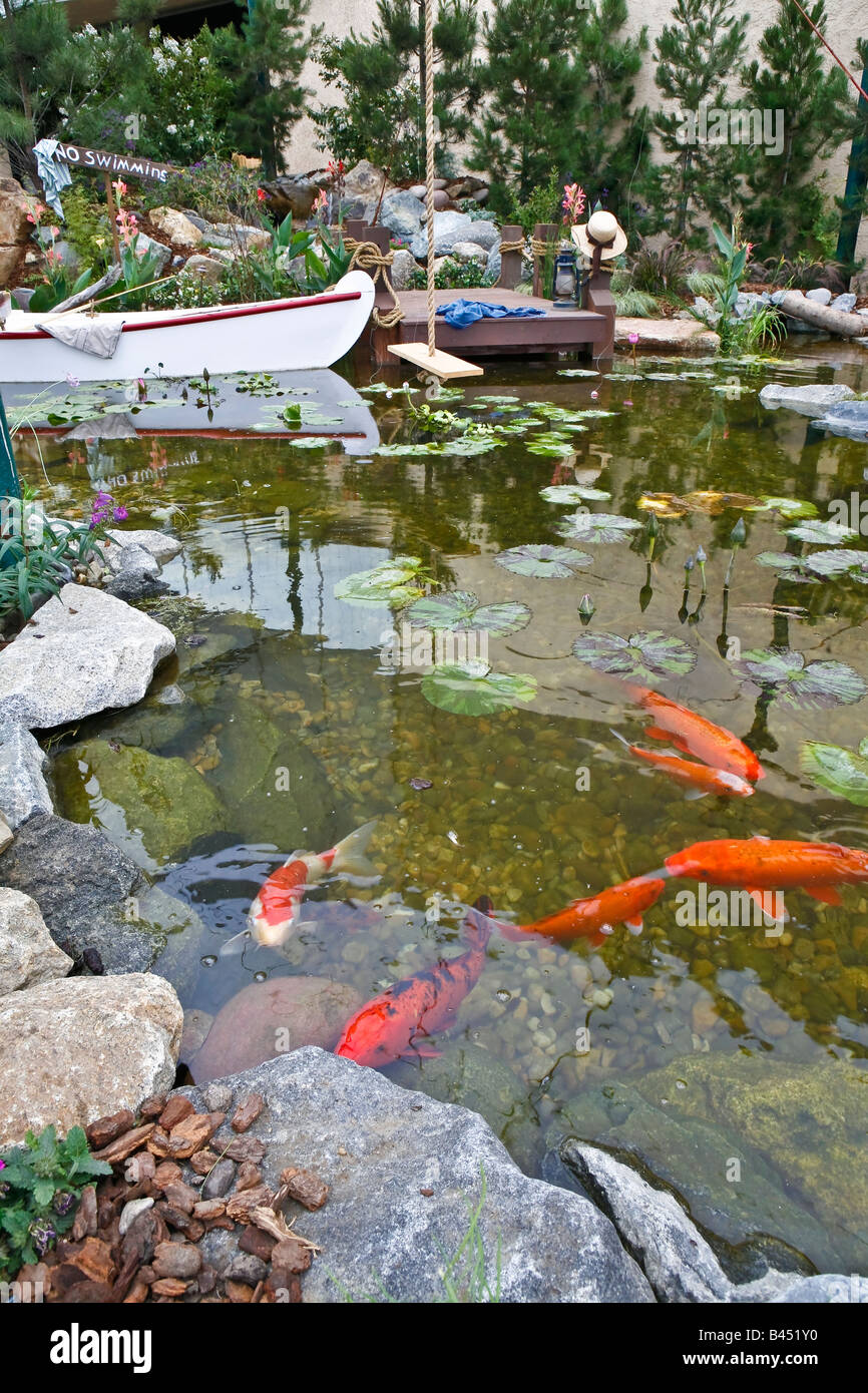 Fish pond theme landscape at the San Diego County Fair in Del Mar, CA ...