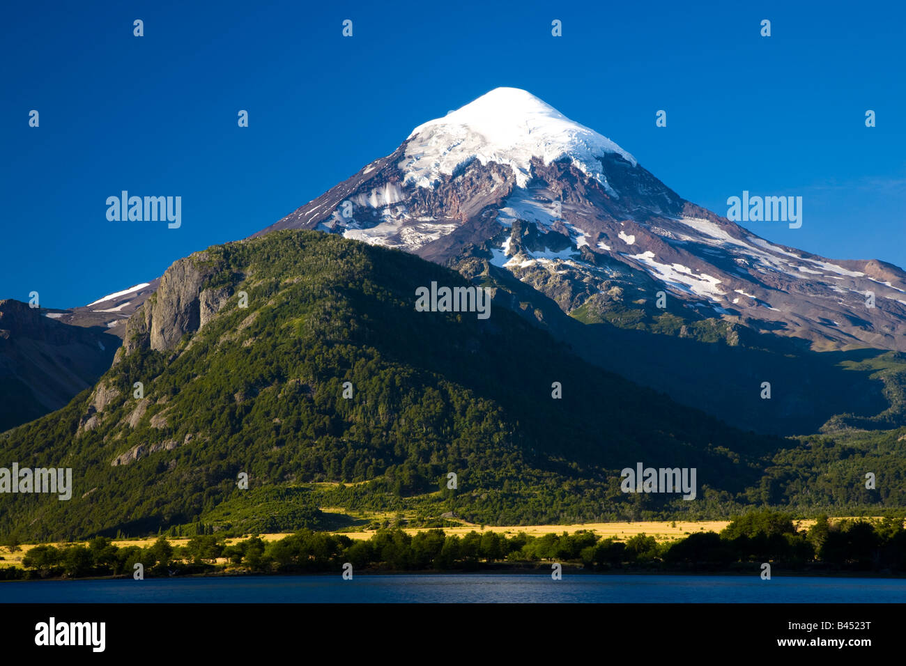 Argentina, The Lake District, Parque Nacional Lanin. Lanin volcanoe, an ...