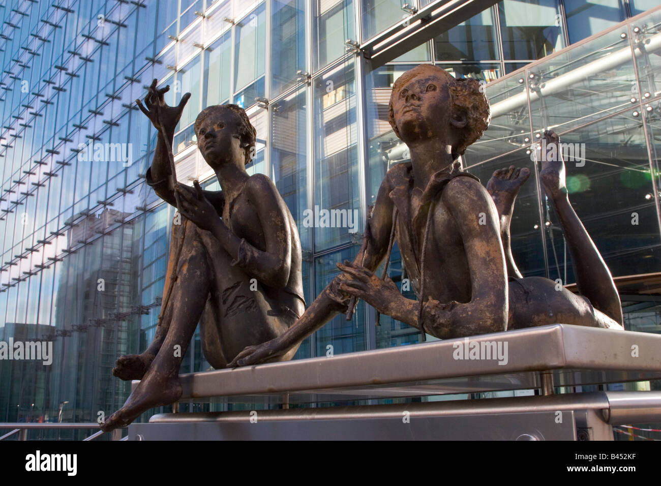 Statues outside the European Commision building on the rue de la Loi in ...