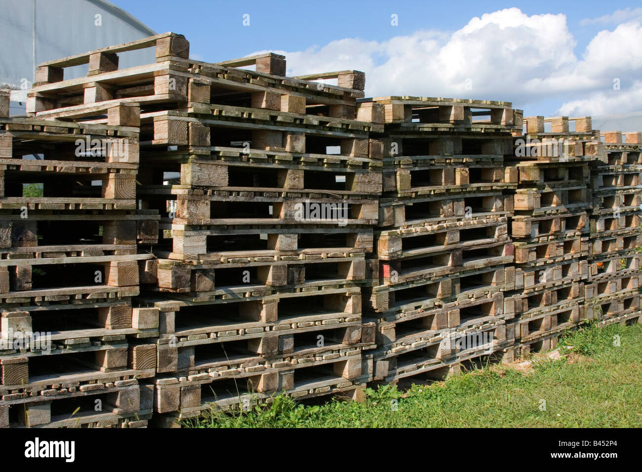 Wooden pallete's sorted in the garden Stock Photo - Alamy
