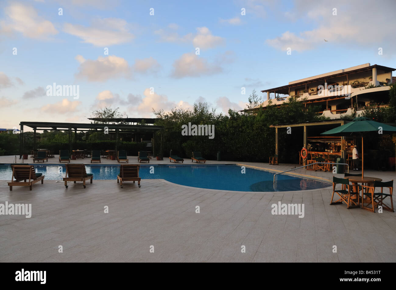 Early Morning by the Swimming Pool Stock Photo - Alamy