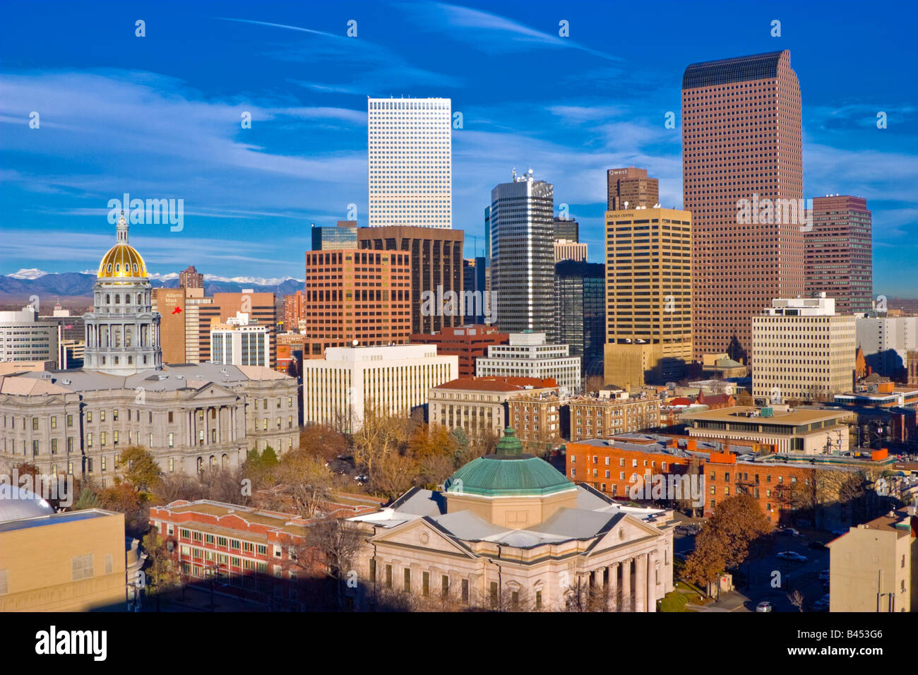 USA Colorado Denver Skyline with state capitol golden dome Stock Photo ...