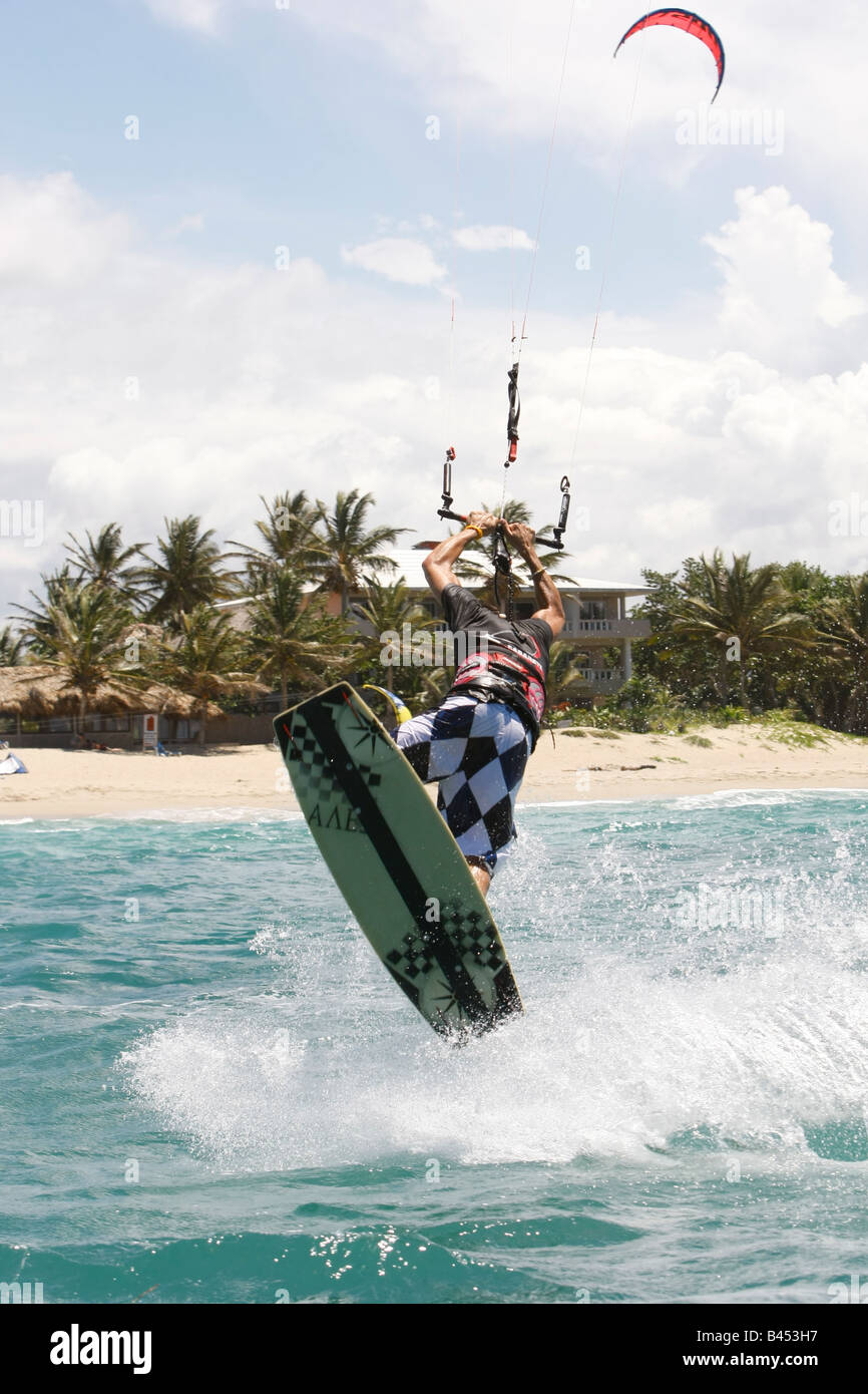 kite boarding at kite beach in the Dominican Republic Stock Photo - Alamy