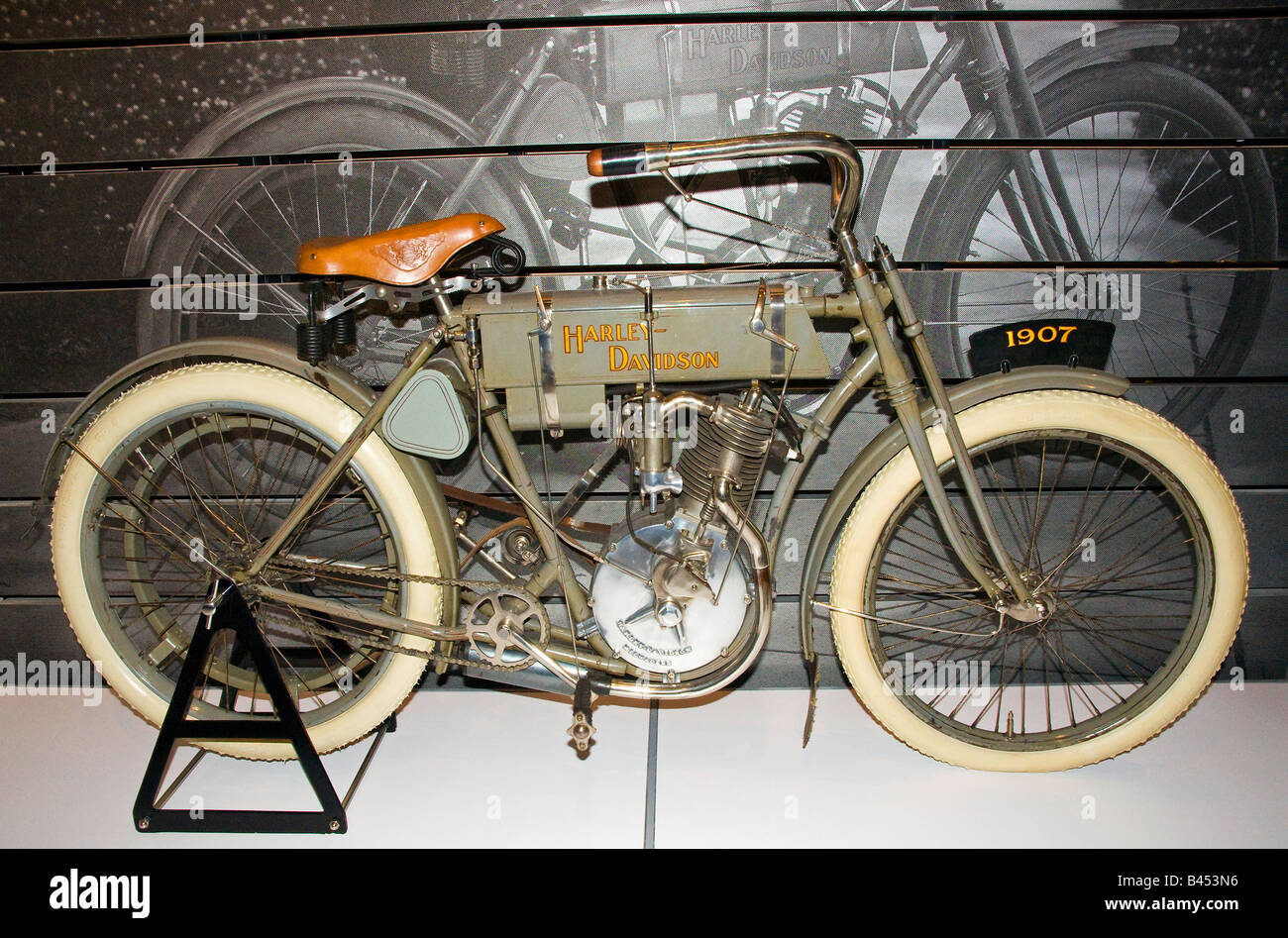 1907 Harley-Davidson on display at the companies new museum in ...
