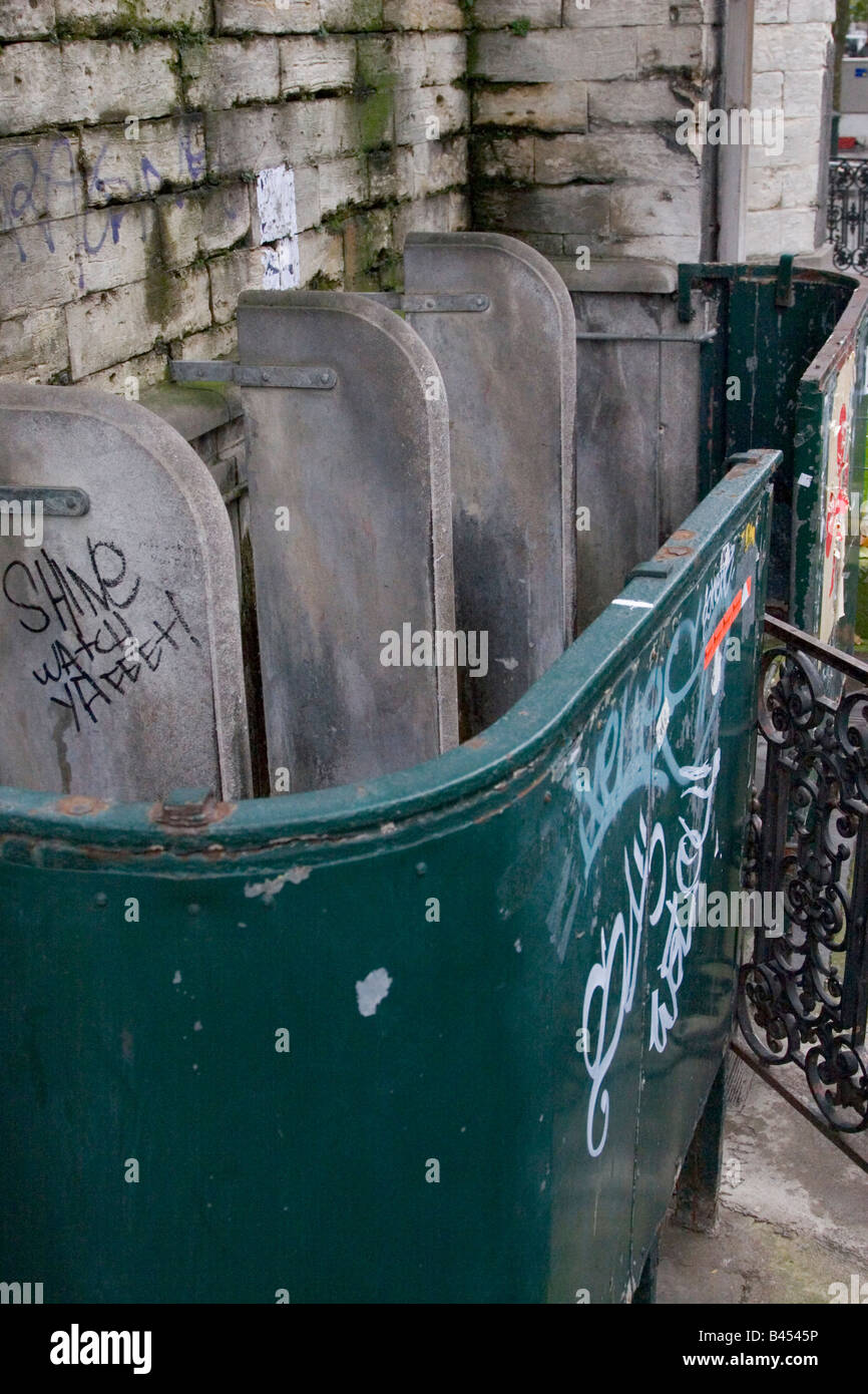Bizarrely placed open air public urinals against the wall of an ...