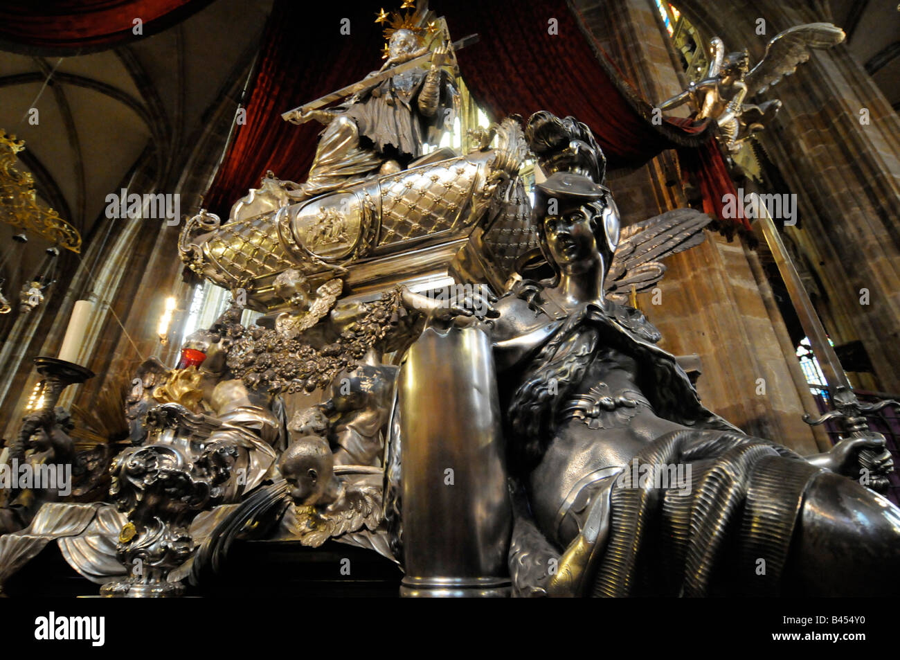 The richly-decorated silver tomb of St John Nepomocene, inside St Vitus ...