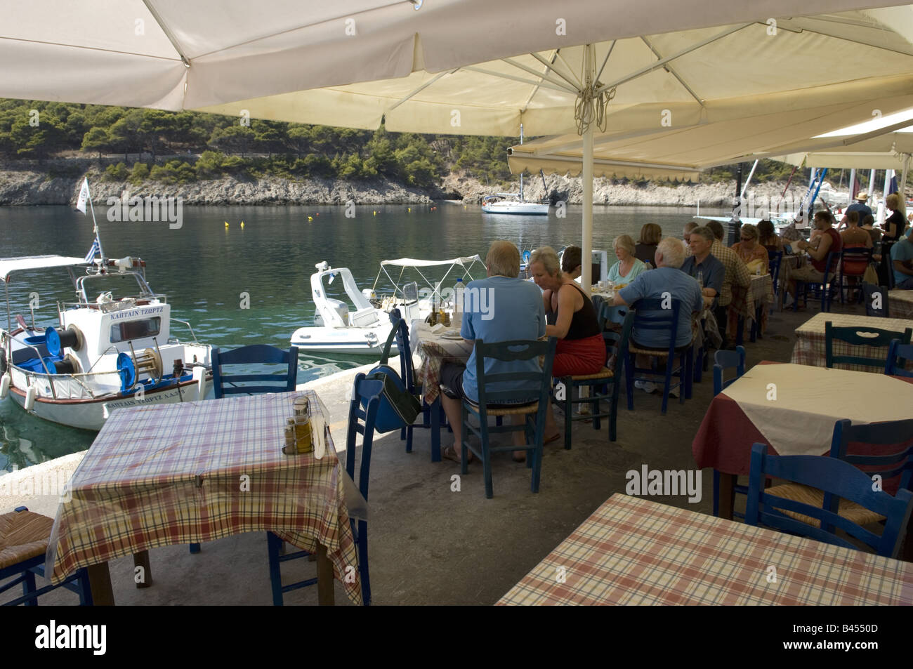 Assos waterside restaurant Stock Photo - Alamy