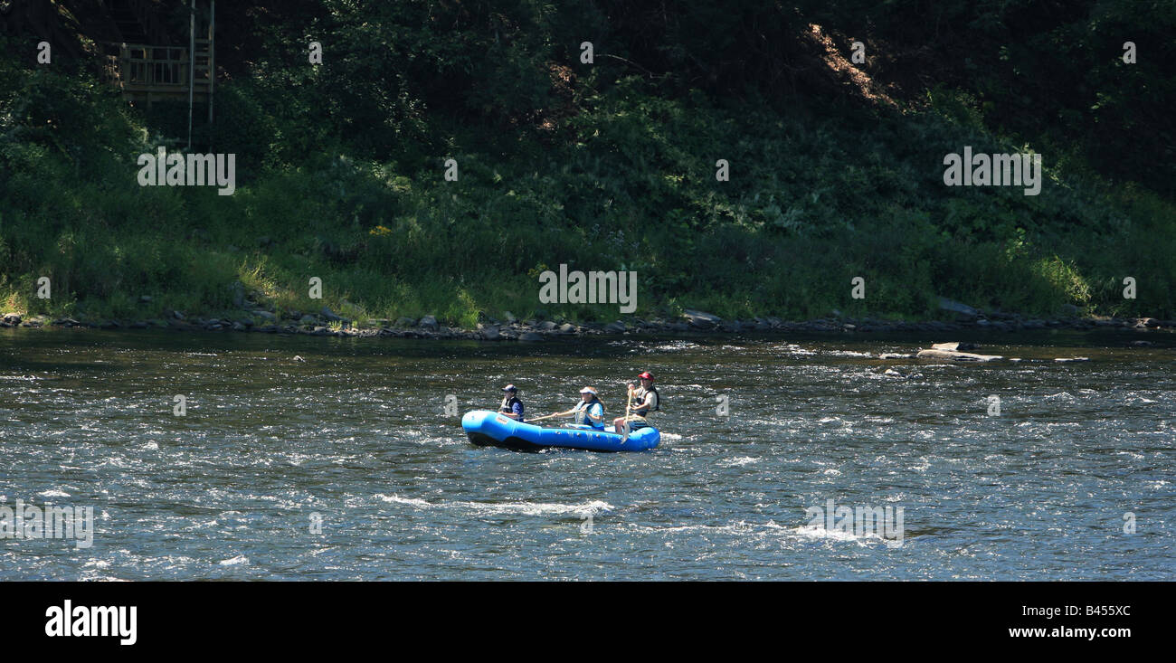 A raft and a kayak on the Delaware River. A day outing with and ...