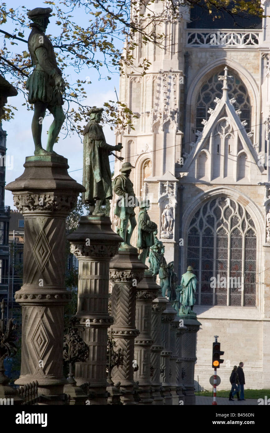 Public gardens of the Place du Petit Sablon in the upmarket and ...