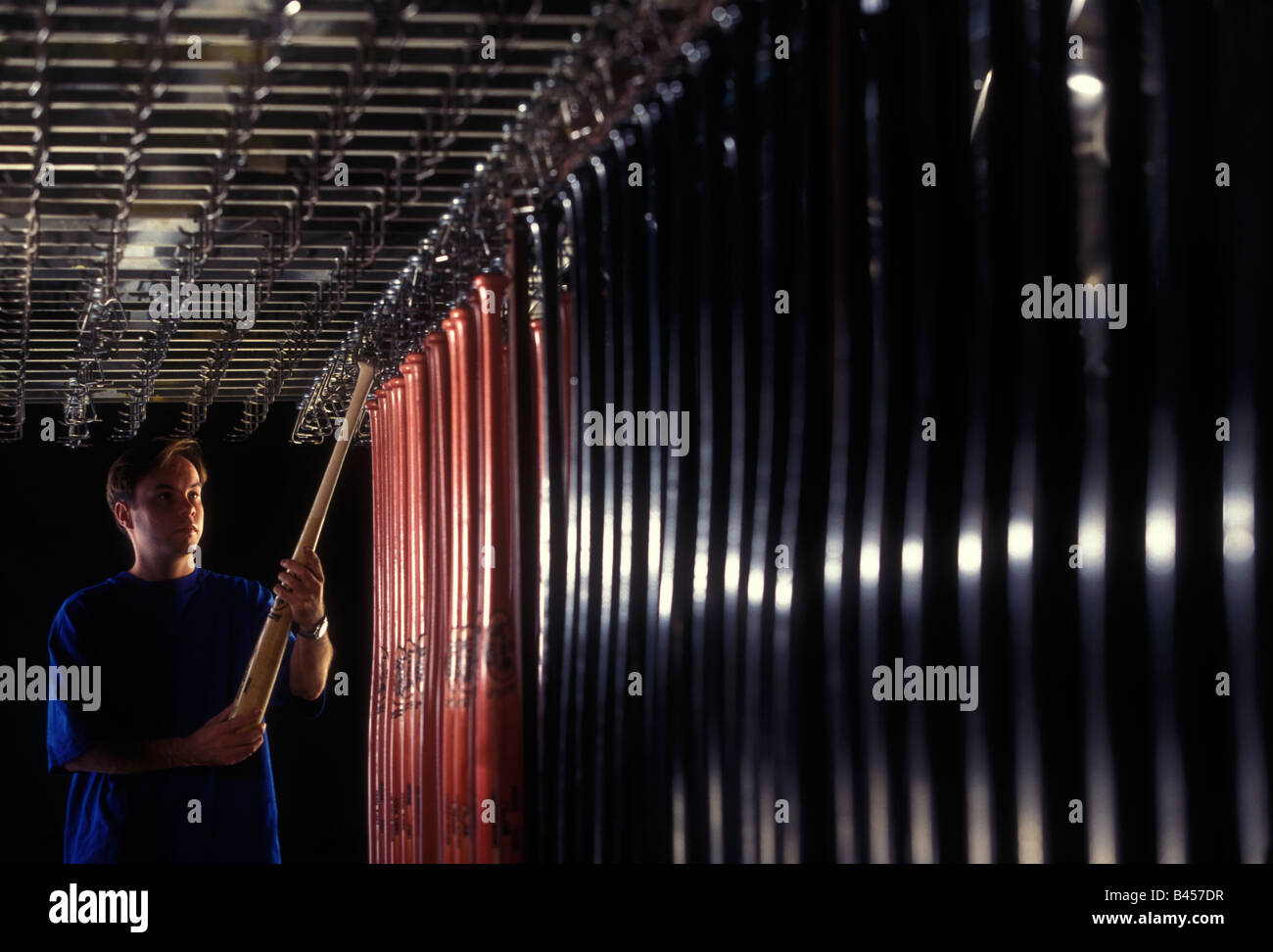 Baseball bat manufacturing inspection Louisville Slugger company Stock ...