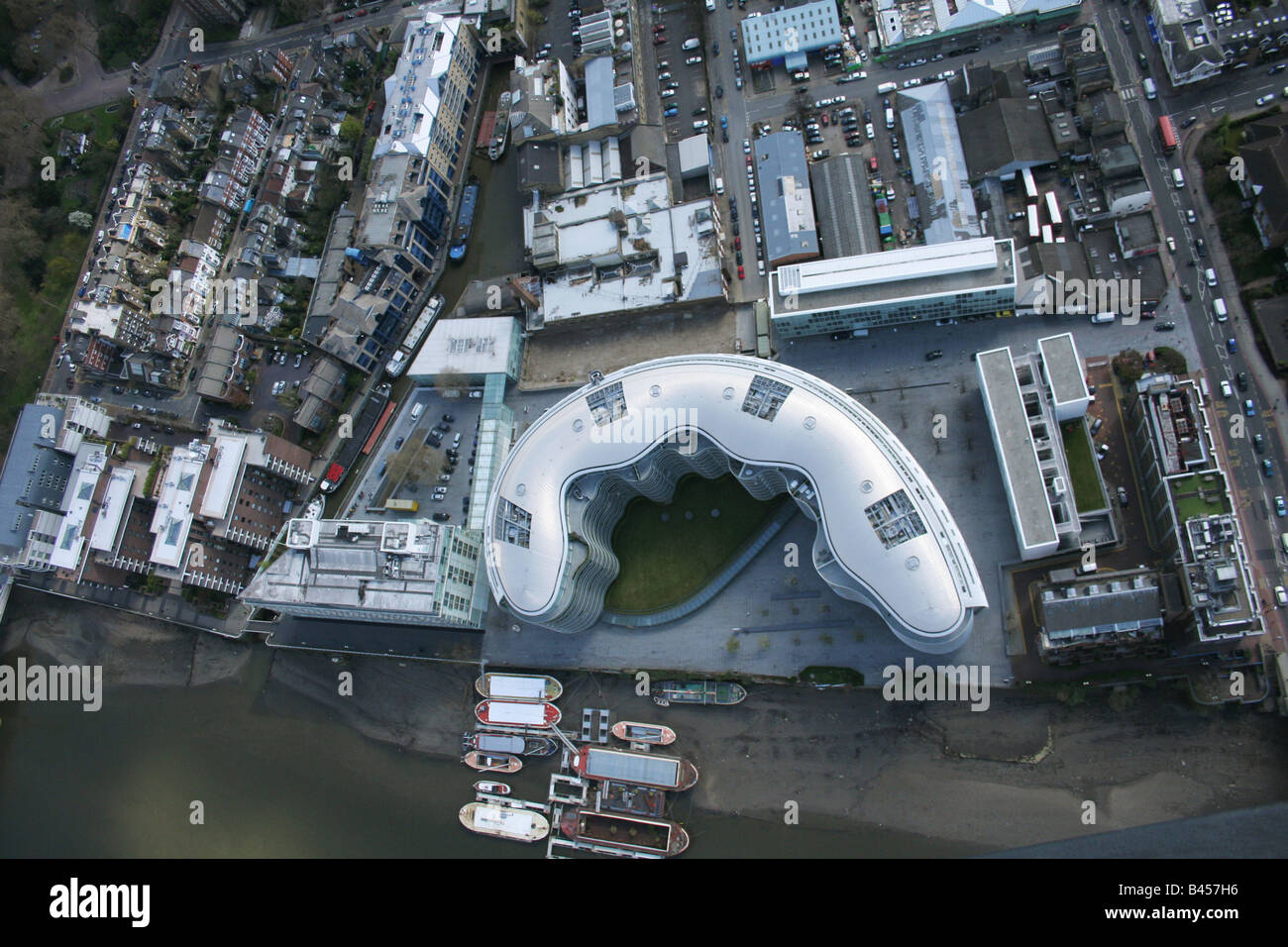Kidney building London, aerial photographs in Battersea Stock Photo - Alamy