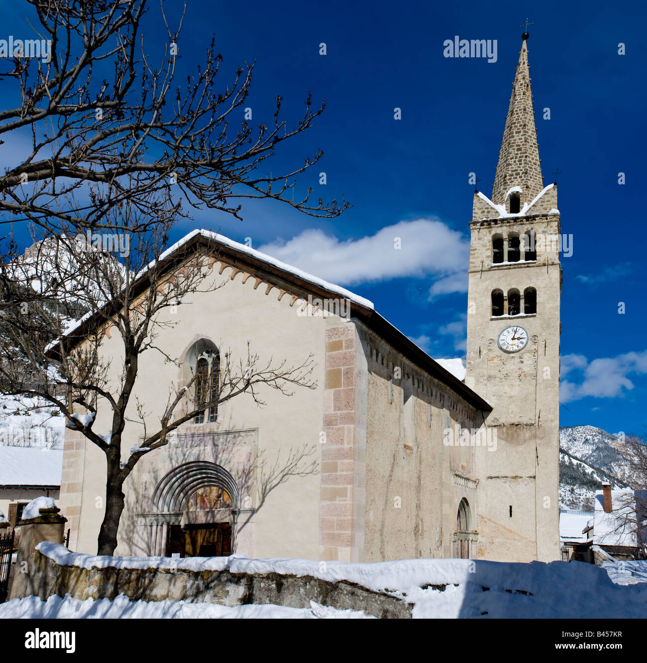 French alpine village church Stock Photo - Alamy