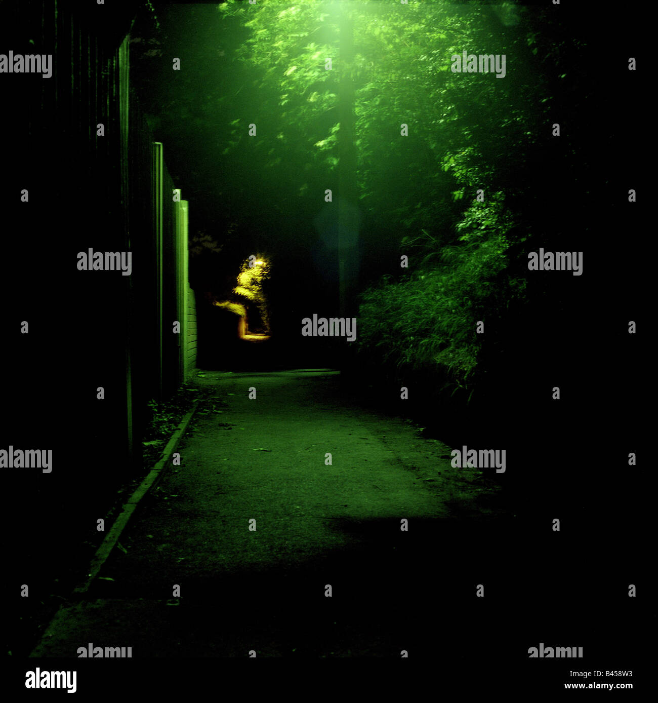 a padestrian walkway at night Stock Photo - Alamy