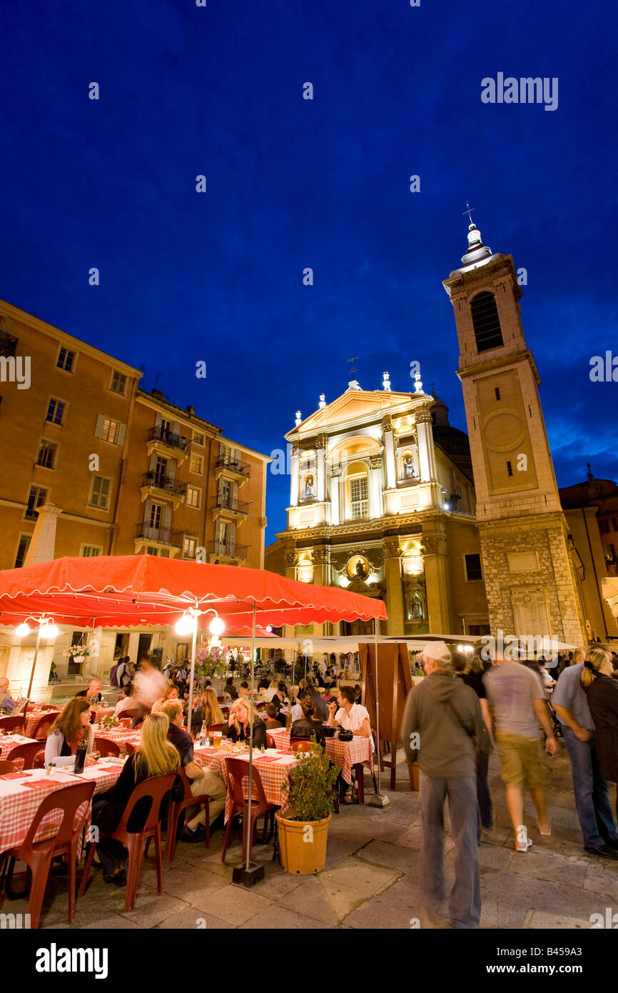 France, Cote d'Azur, Nice, Night life on a square Stock Photo - Alamy
