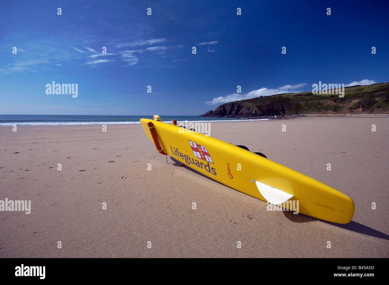 Lifeguard rescue surfboard, Praa Sands, Cornwall, UK Stock Photo - Alamy