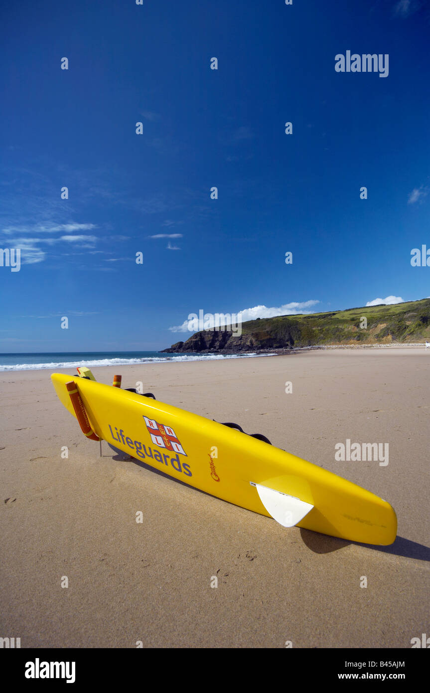 Lifeguard rescue surfboard, Praa Sands, Cornwall, UK Stock Photo - Alamy