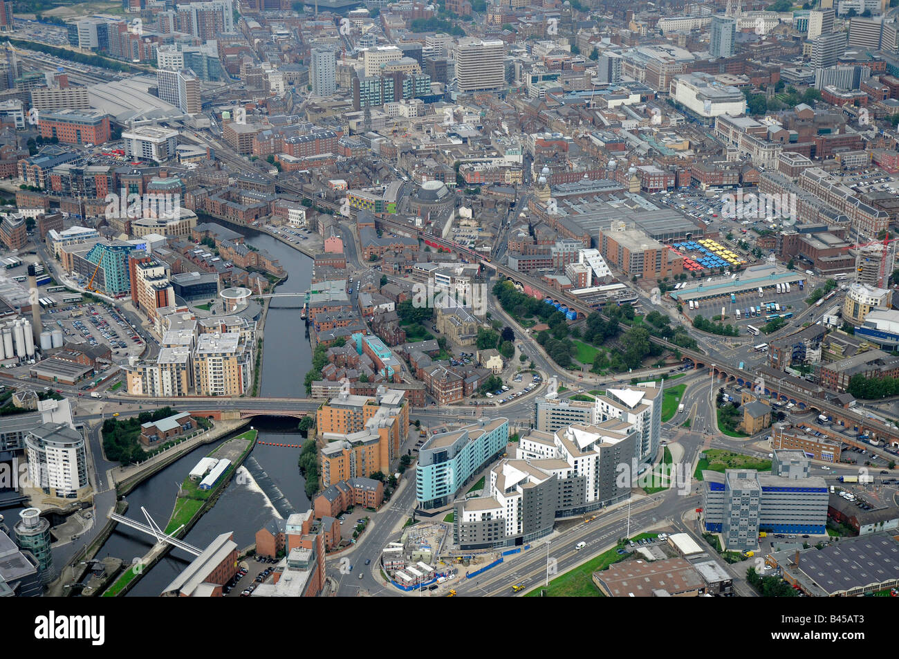 Leeds City Centre from the East, showing new development along the side ...