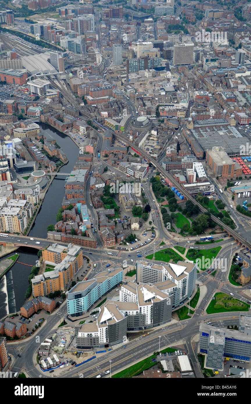 Leeds City Centre from the East, showing new development along the side ...