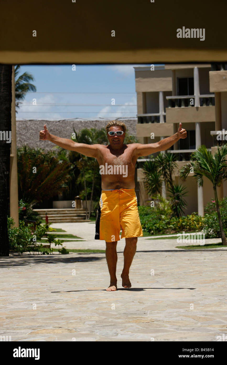 old man on vacation in Dominican Republic Stock Photo - Alamy