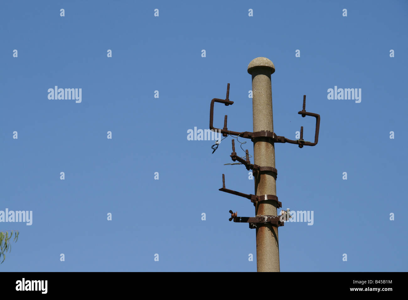 old derelict power telegraph lines pole post Stock Photo - Alamy