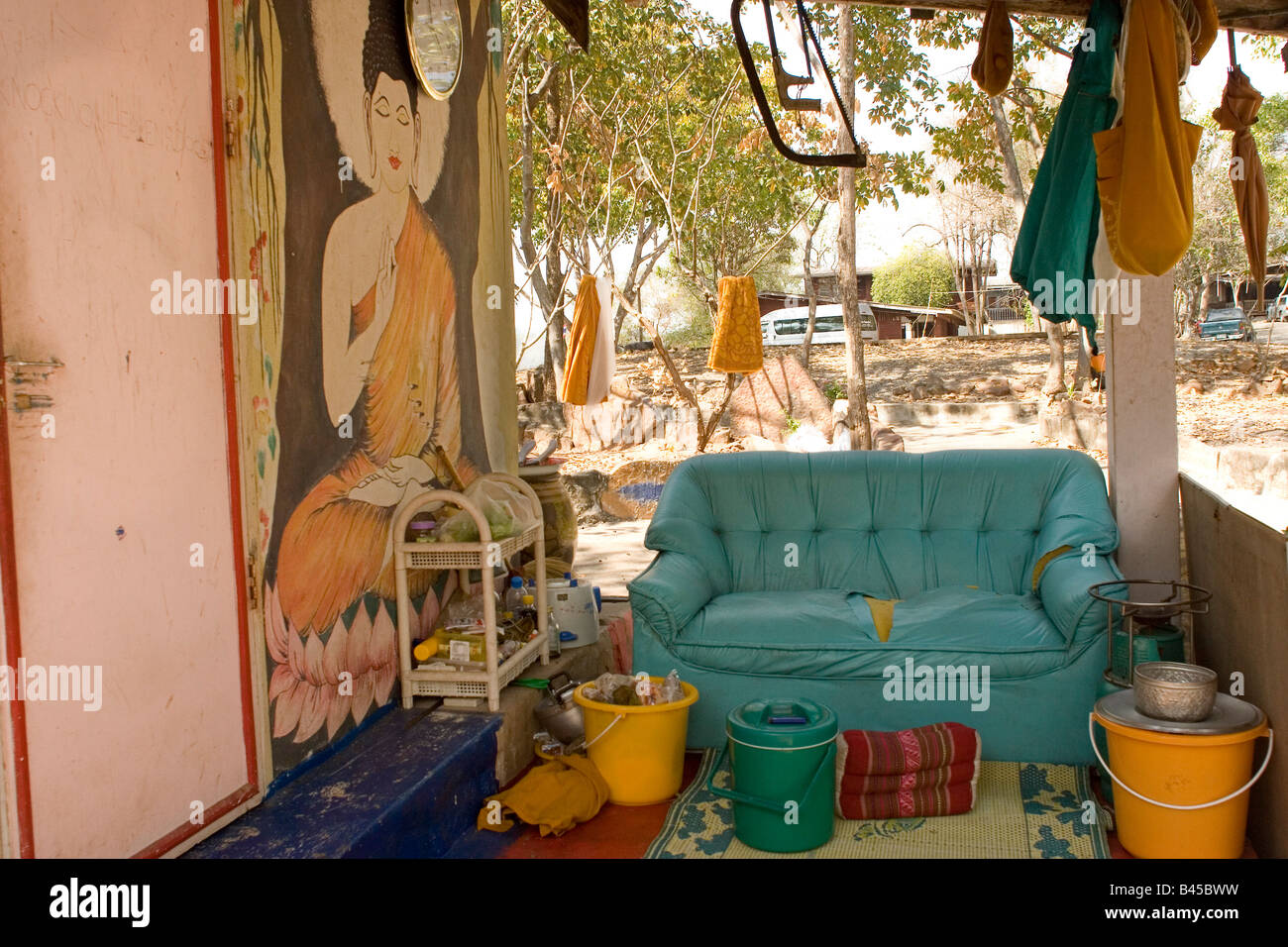 Thailand, Nakhon Ratchasima, Monk colony, wall painting Stock Photo - Alamy