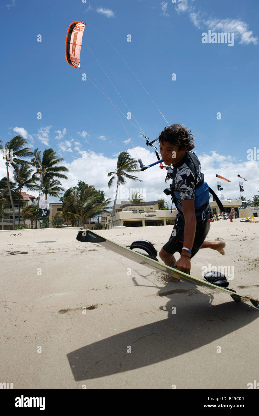 kite boarding at kite beach in the Dominican Republic Stock Photo - Alamy