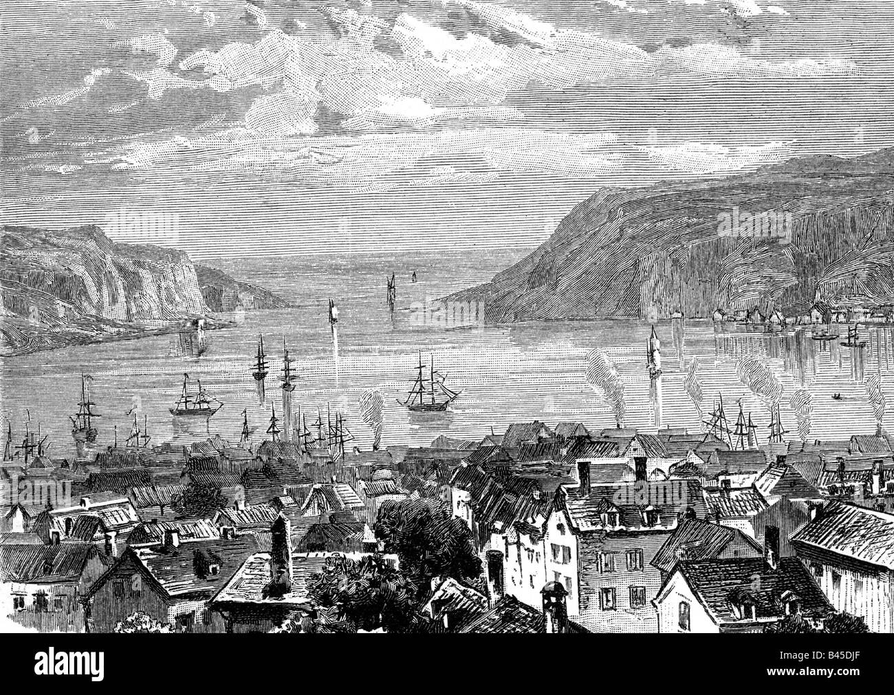 geography / travel, Canada, Newfoundland, St John, view of settlement ...
