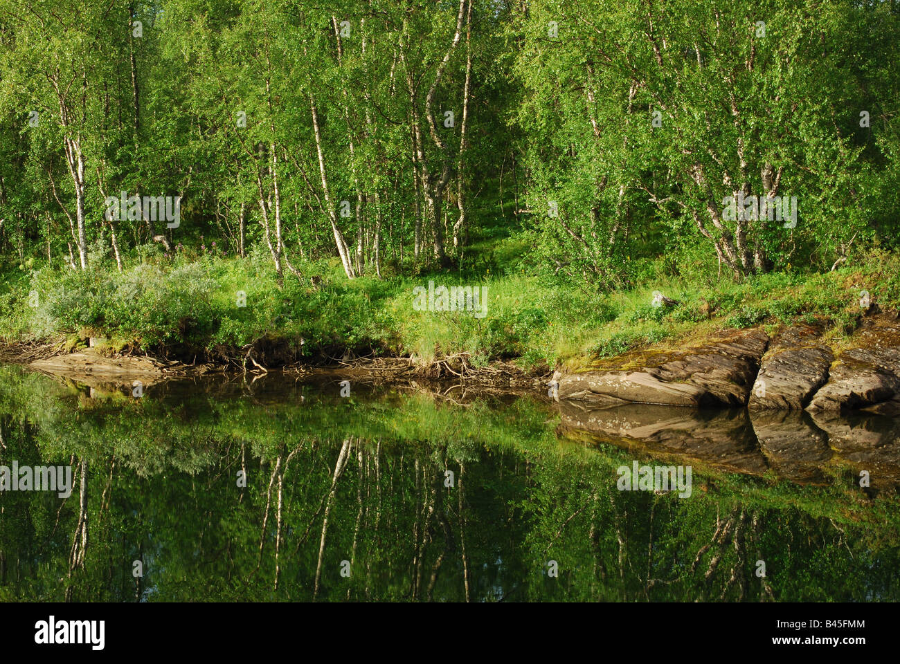 Ume Alv, a river flowing through Hemavan, Vasterbottenslan, Swedish ...