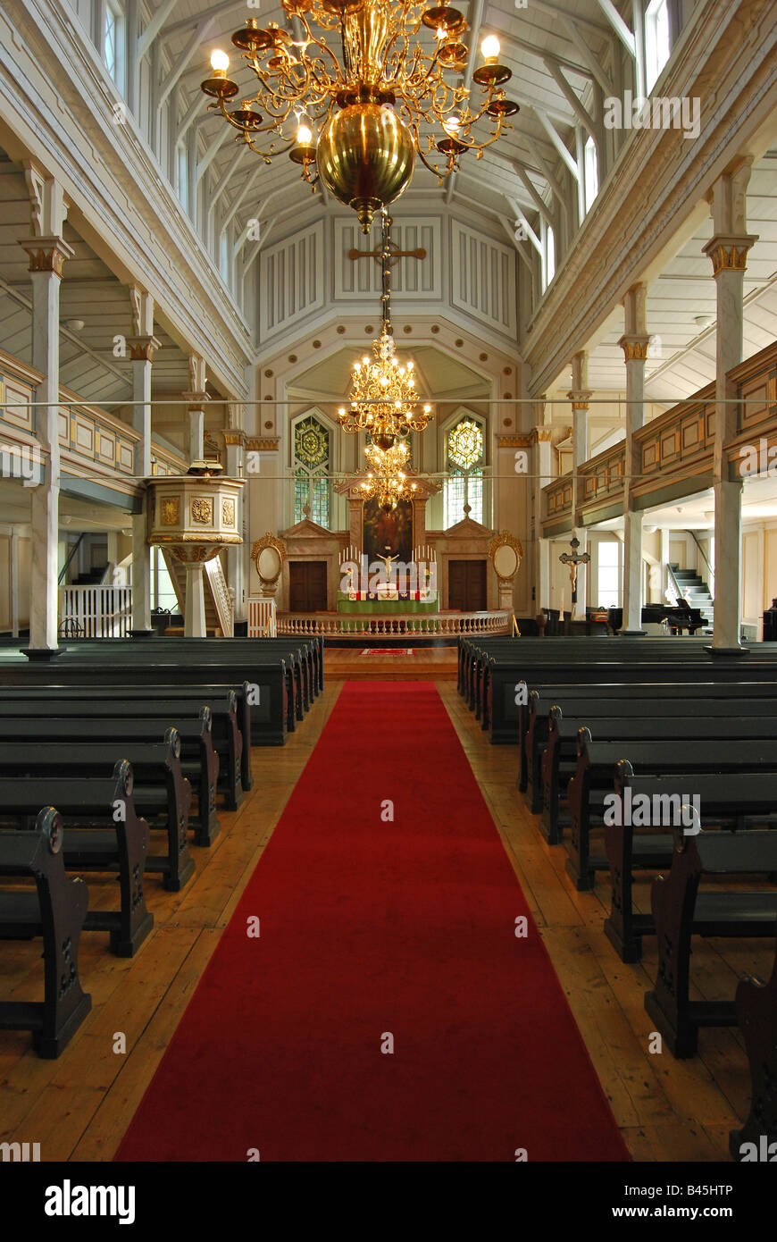 Interior of Sweden's largest wooden church, Storuman, Vasterbottenslan ...
