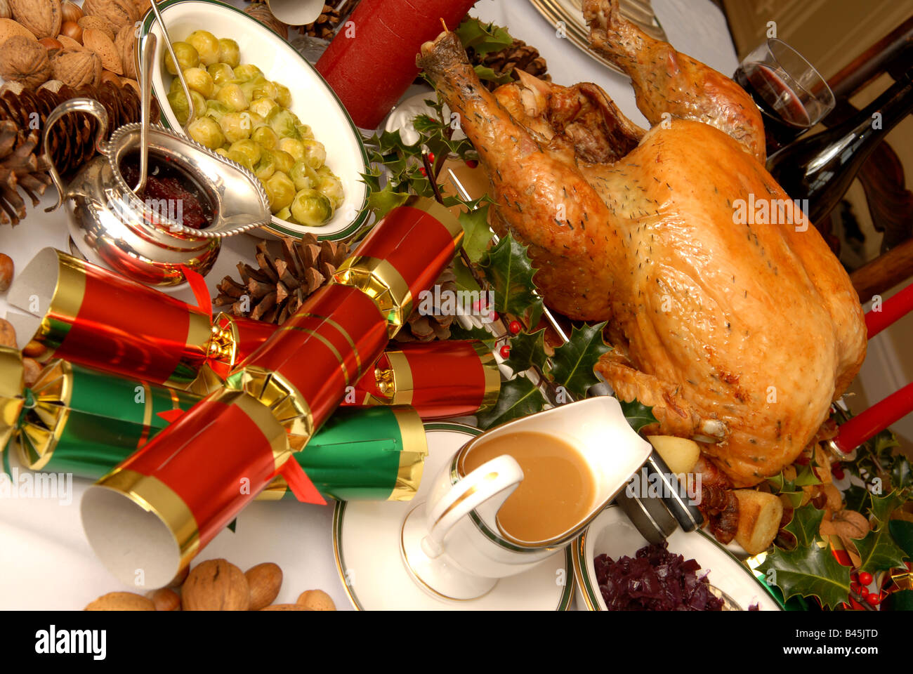Traditional Christmas lunch with Kelly bronze turkey Stock Photo - Alamy
