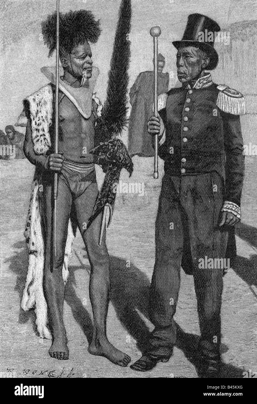 geography/travel, Lesotho, people, Basuto, Chief David Masupha and his ...