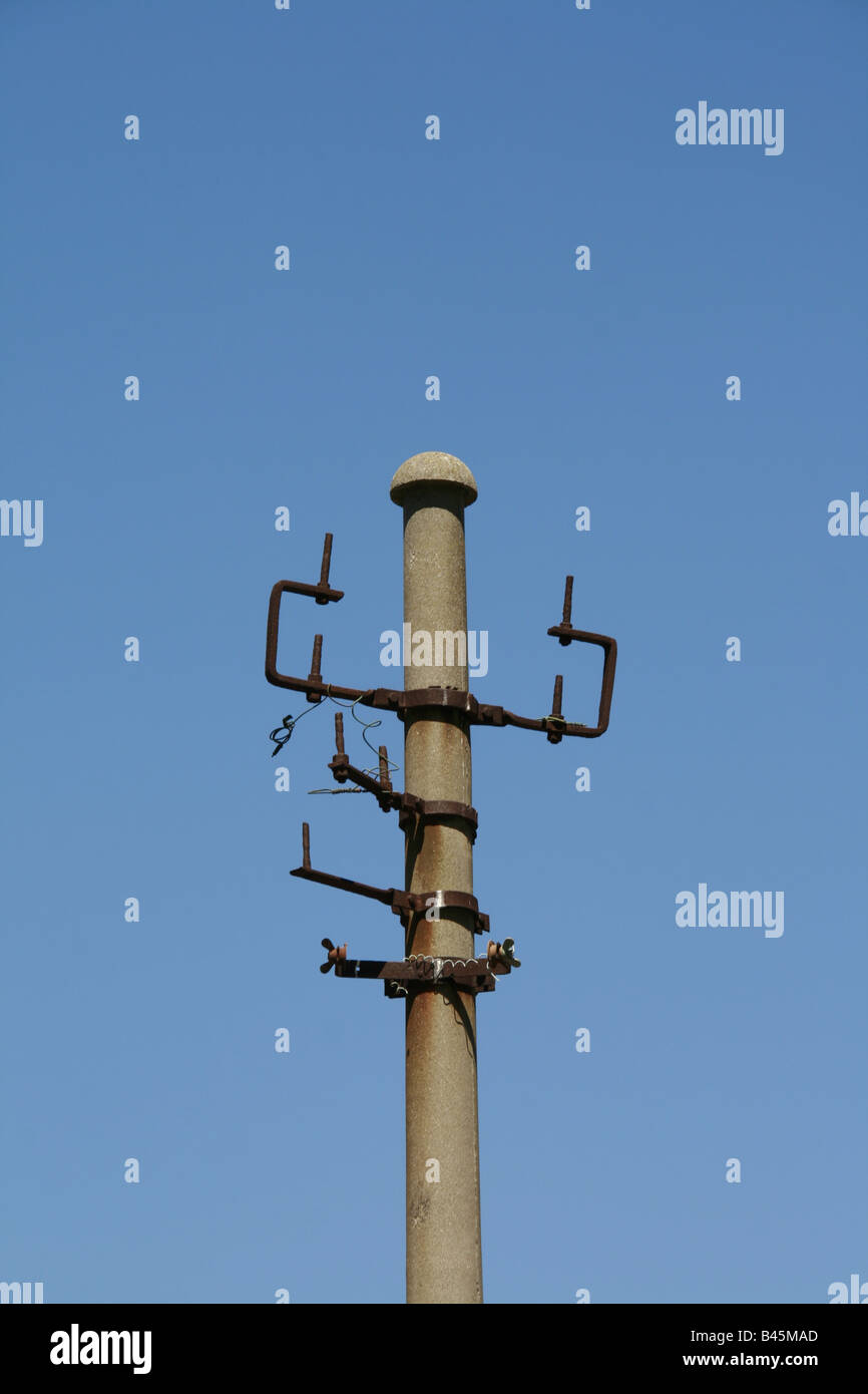 old derelict power telegraph lines pole post Stock Photo - Alamy