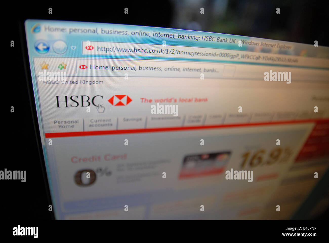The HSBC banks website, creative focus/composition Stock Photo - Alamy