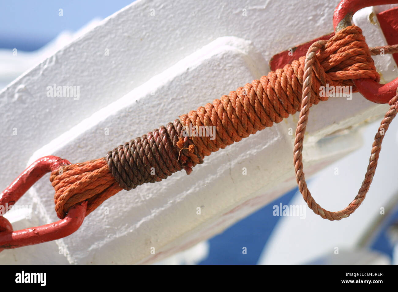 Orange rope on ship. Boat Ropes 13505 Stock Photo - Alamy