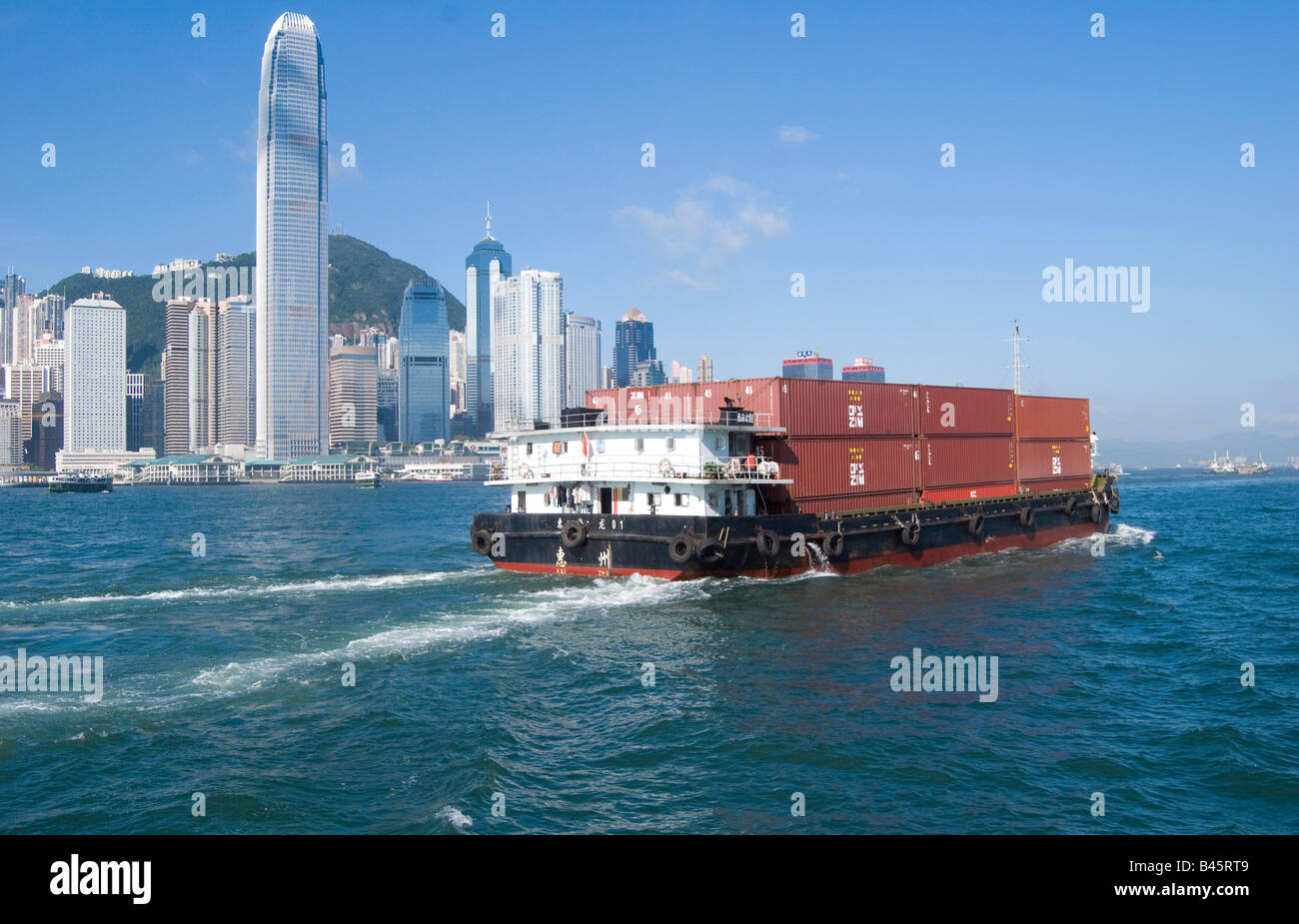 Hong Kong Harbour Cargo Barge Stock Photo - Alamy