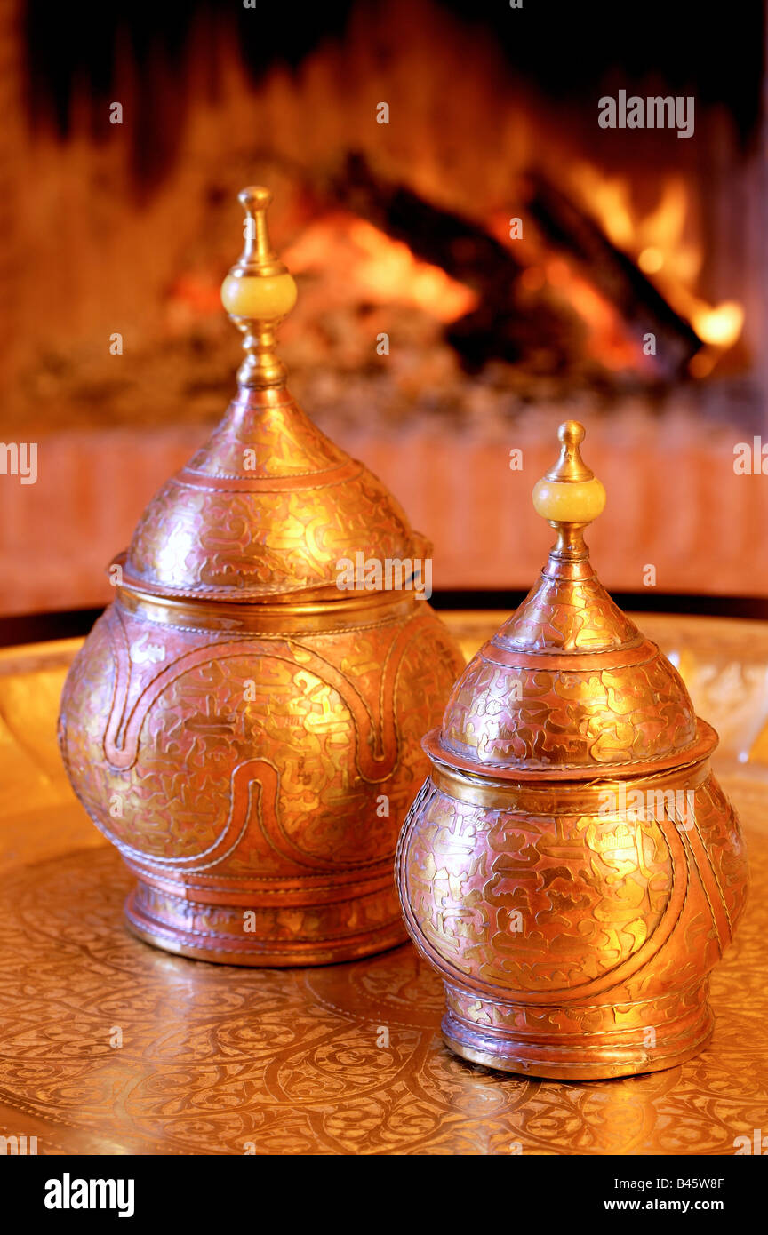 Hand made metal jars from Morocco Stock Photo - Alamy