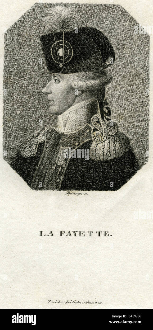 Lafayette, Marie Joseph, Marquis de 6.9.1757 - 20.5.1834, portrait ...