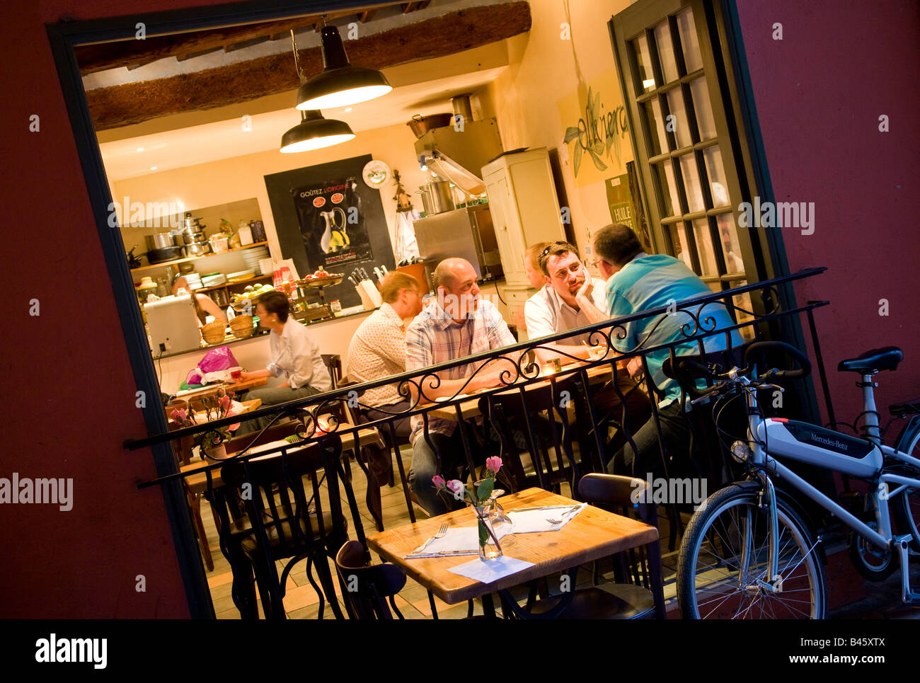 France, Cote d'Azur, Nice, Guests in restaurant at night Stock Photo ...