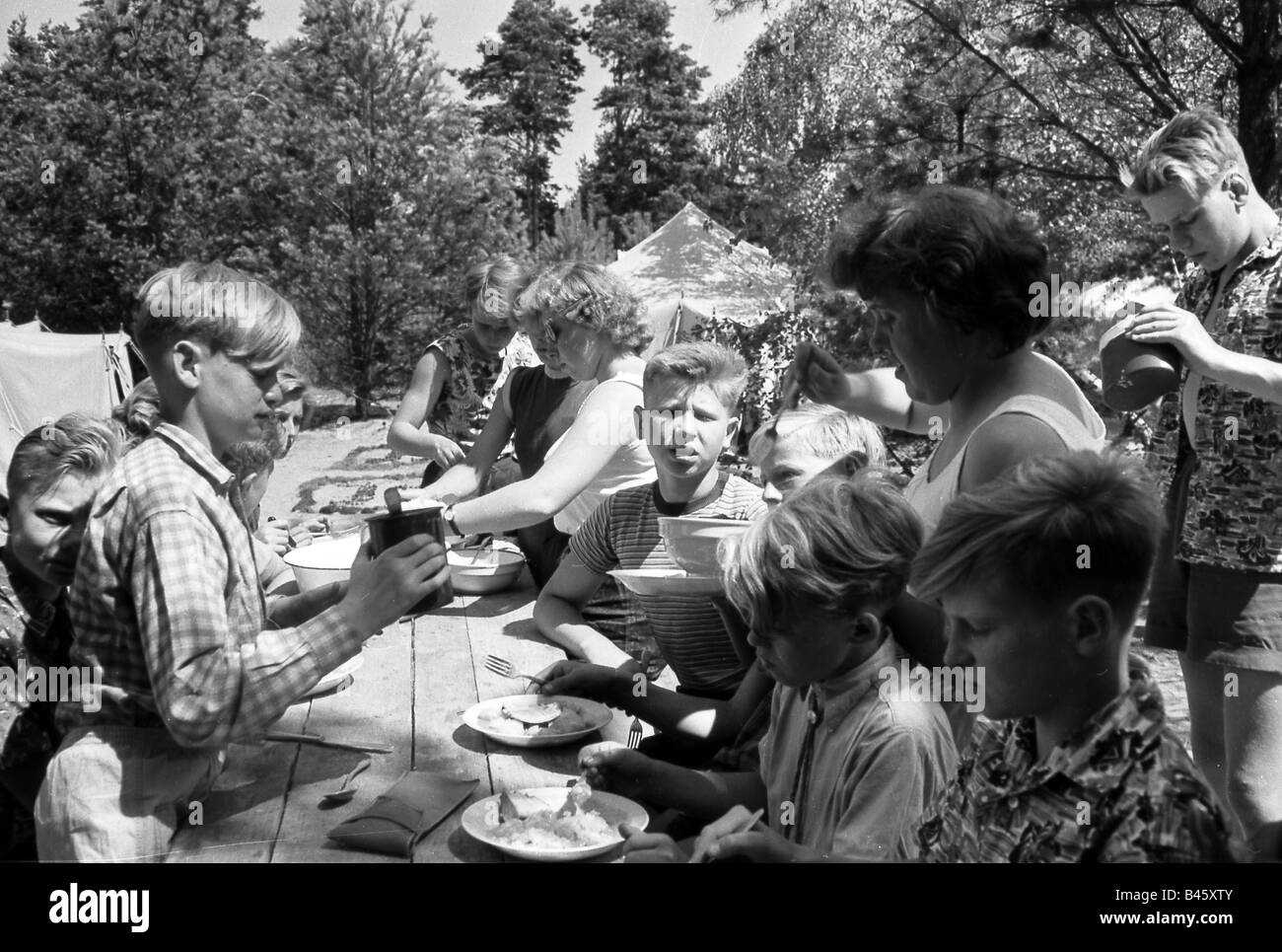 people, children, holiday camp, German Democratic Republik, 1958 Stock ...