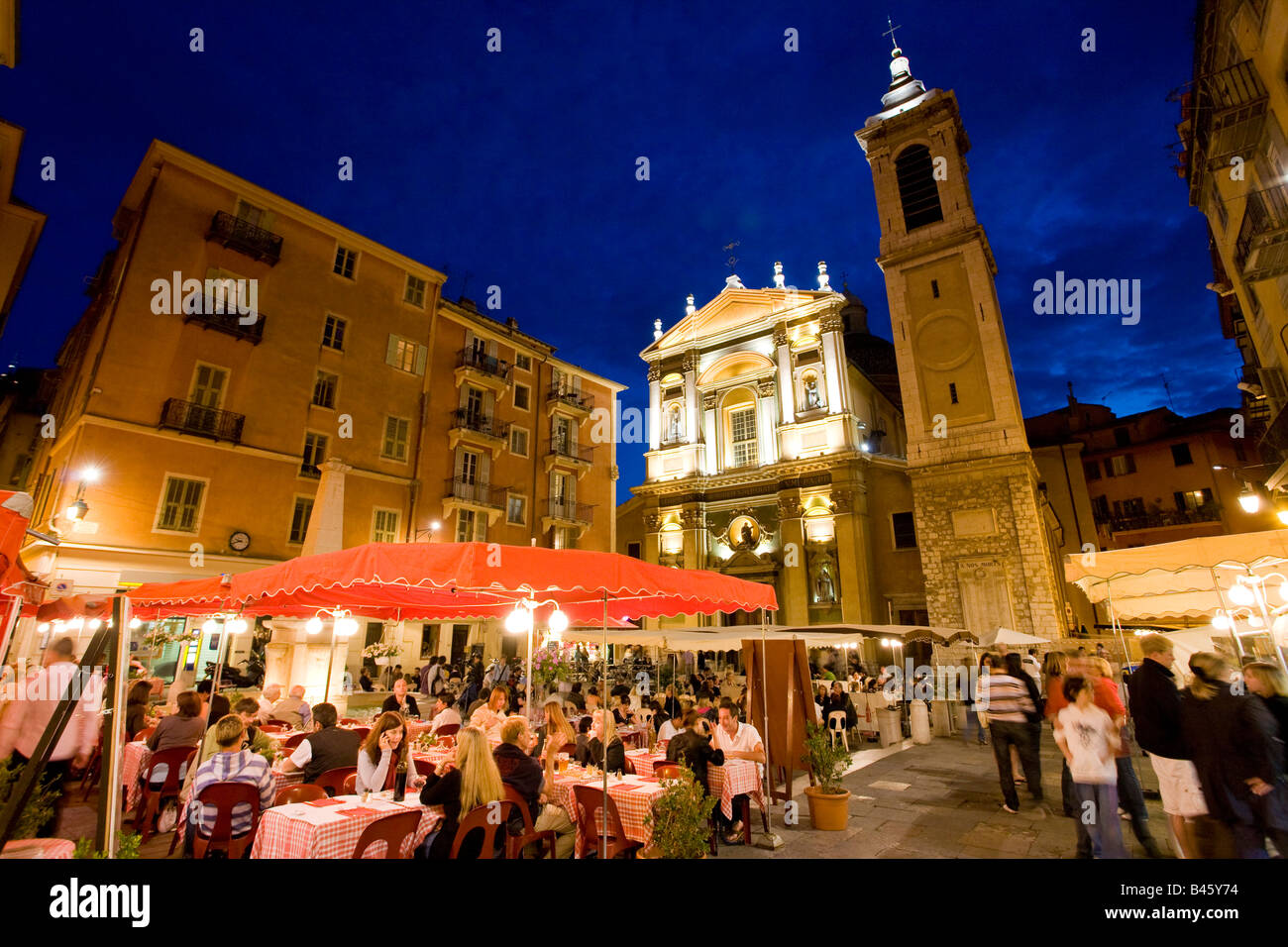 France, Cote d'Azur, Nice, Night life on a square Stock Photo - Alamy