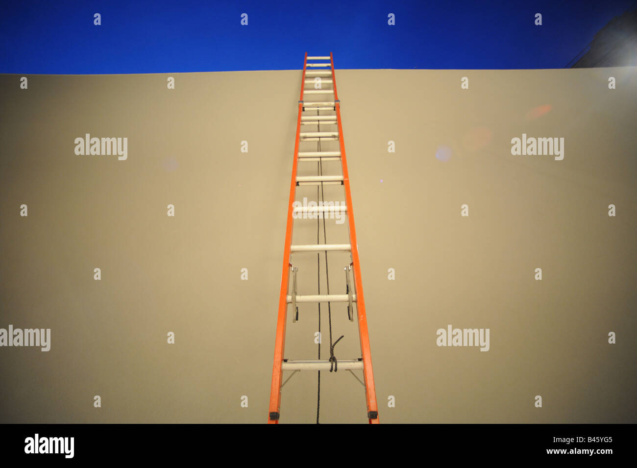 A ladder at twilight at a construction site Stock Photo - Alamy