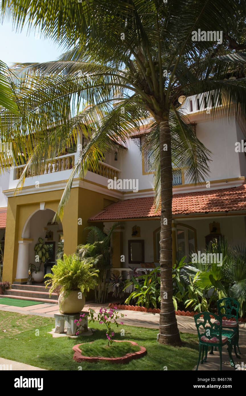 India Goa hotel garden and veranda Stock Photo - Alamy
